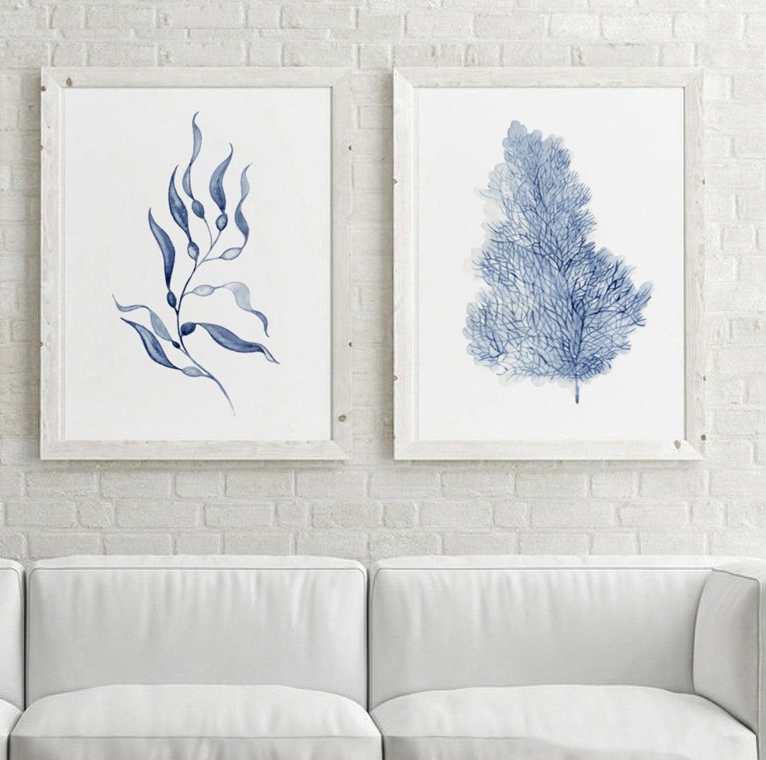 Coral Blue Art Set of 2 - Etsy Canada