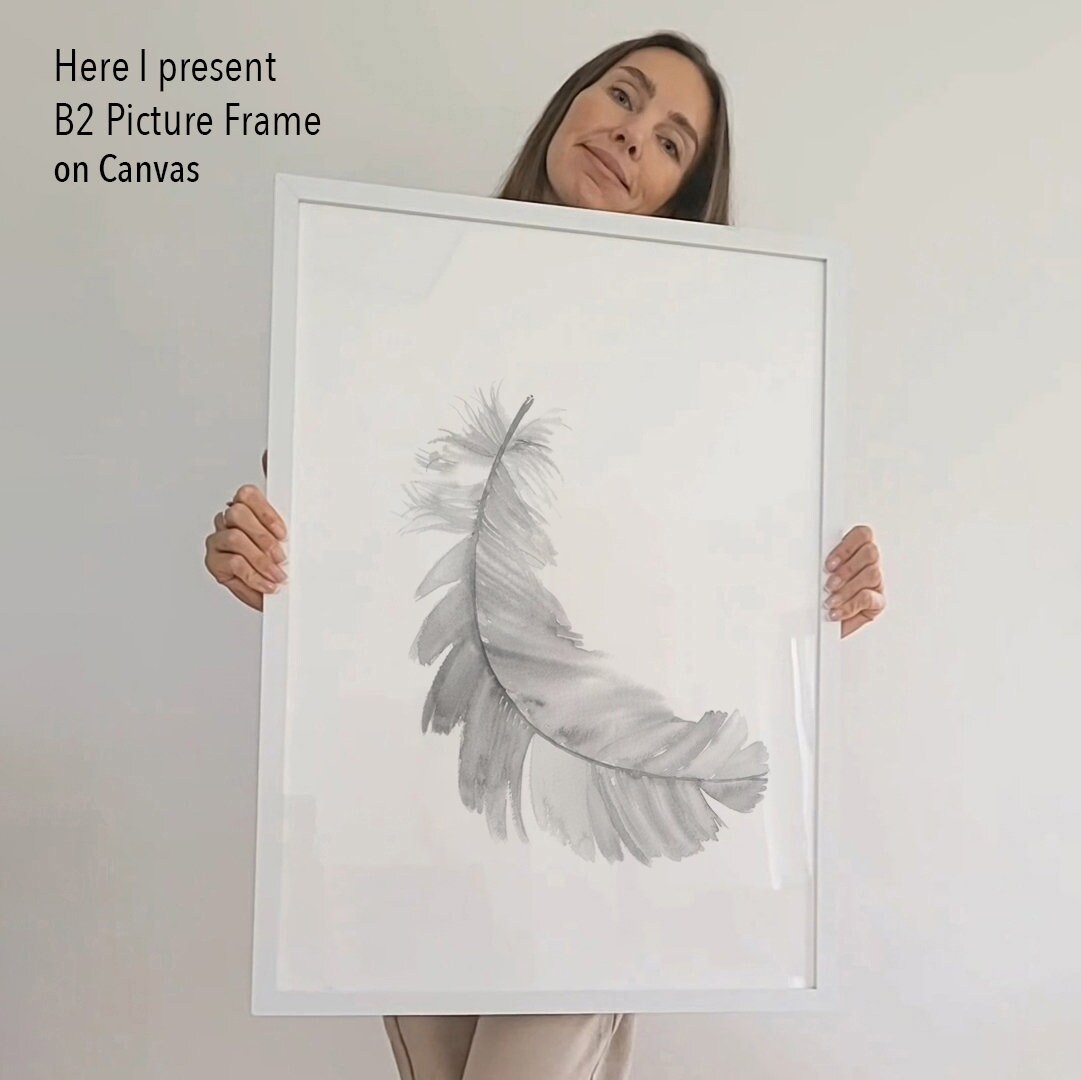 Feather Art Print, Feather Wall Art, Feather Wall Decor, Grey Feather ...