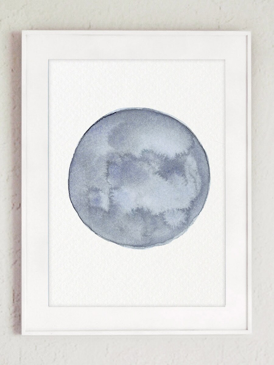 Moon Phases Wall Art Print Navy Blue Bedroom Decoration | Etsy Australia