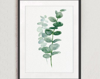 Eucalyptus Leaves Wall Decor, Rustic Illustration, Garden Art ...