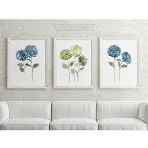 Blue Hydrangea Gallery Wall Set of 3 Hydrangea Centerpiece - Etsy
