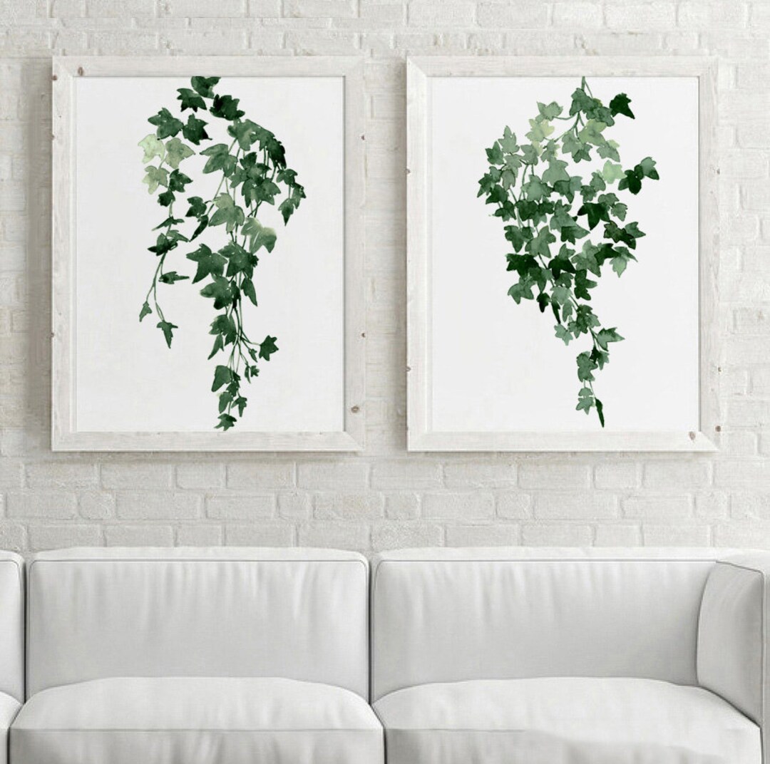 Ivy Green Decor, Trendy Wall Art, Set of 2 Botanical Plants, Modern ...