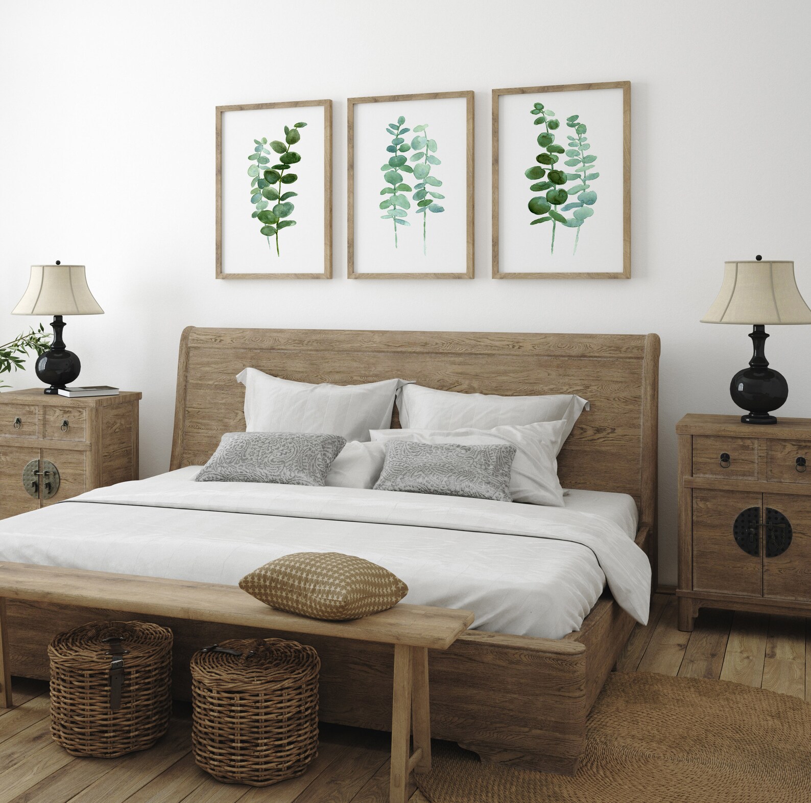 Green Eucalyptus Botanical Set of 3 Art Minimalist Home Decor - Etsy