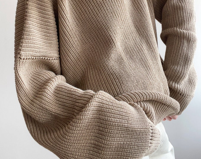 Hand Knit Sweater, Knit Linen Sweater, Oversized Sweater, Linen Tunic ...