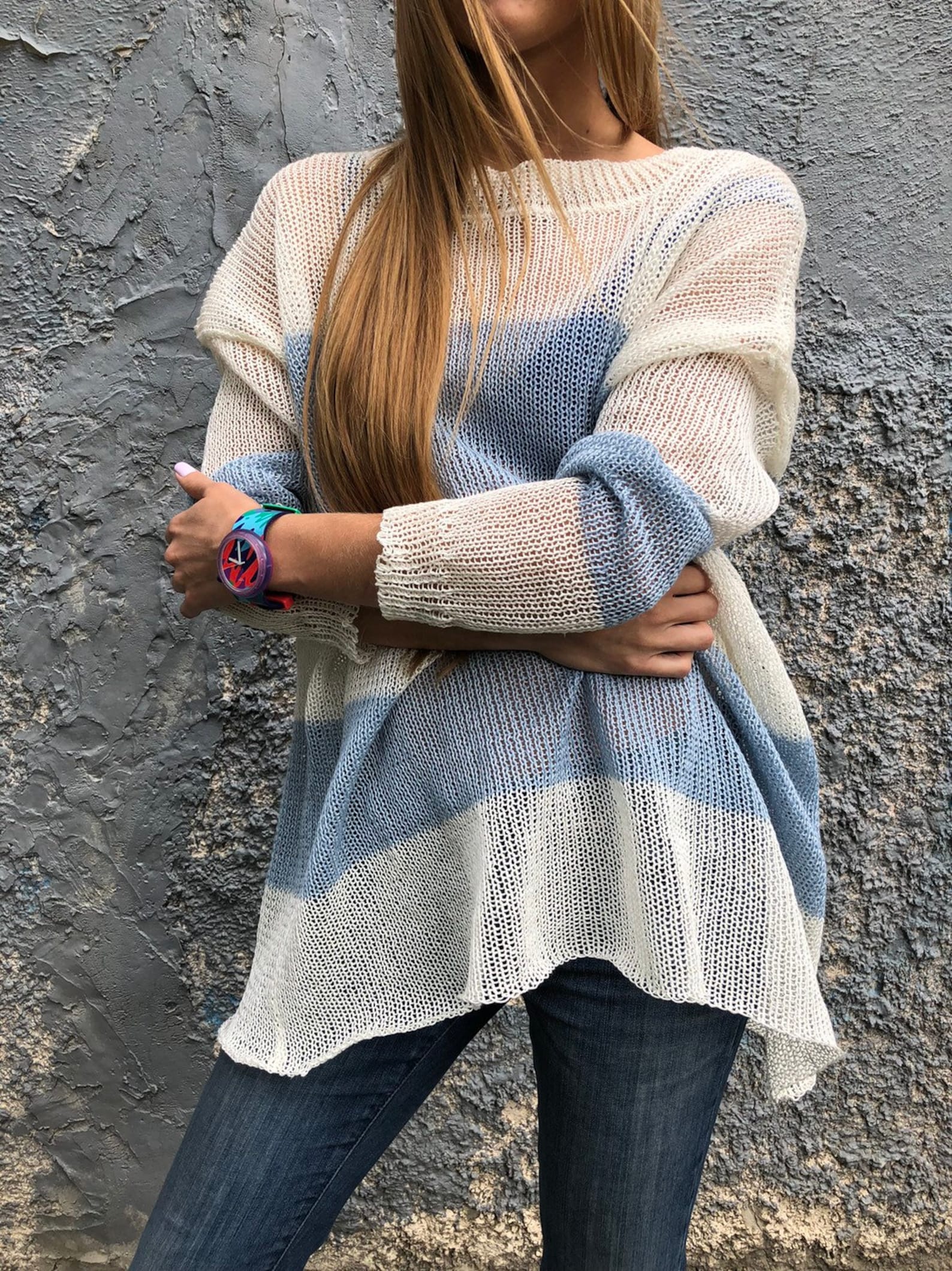 Knit Linen Sweater Summer Sweater Loose Knit Sweater Loose | Etsy