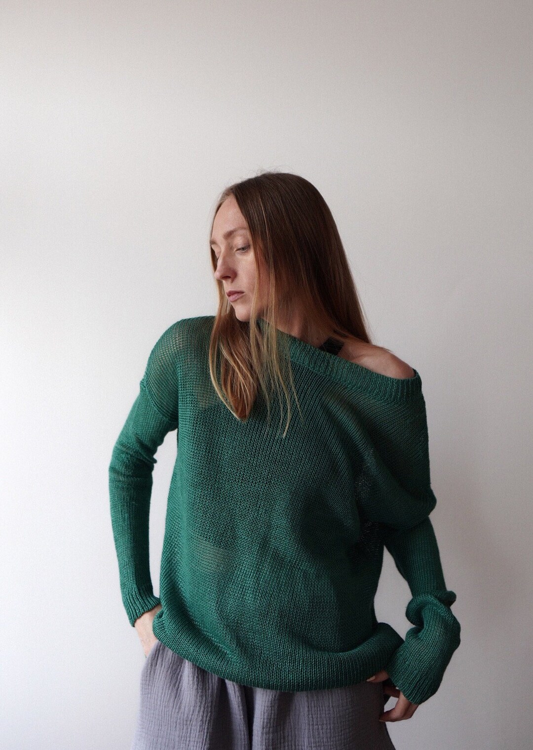 Knit Linen Sweater Summer Sweater Loose Knit Sweater Loose - Etsy