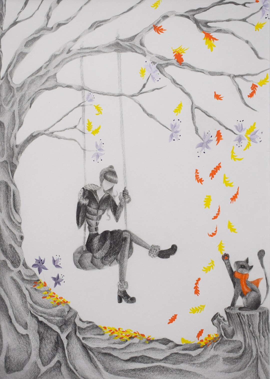 A Quiet Place – Hand-drawn Pencil Pet Portrait, Cozy Autumn & Winter ...