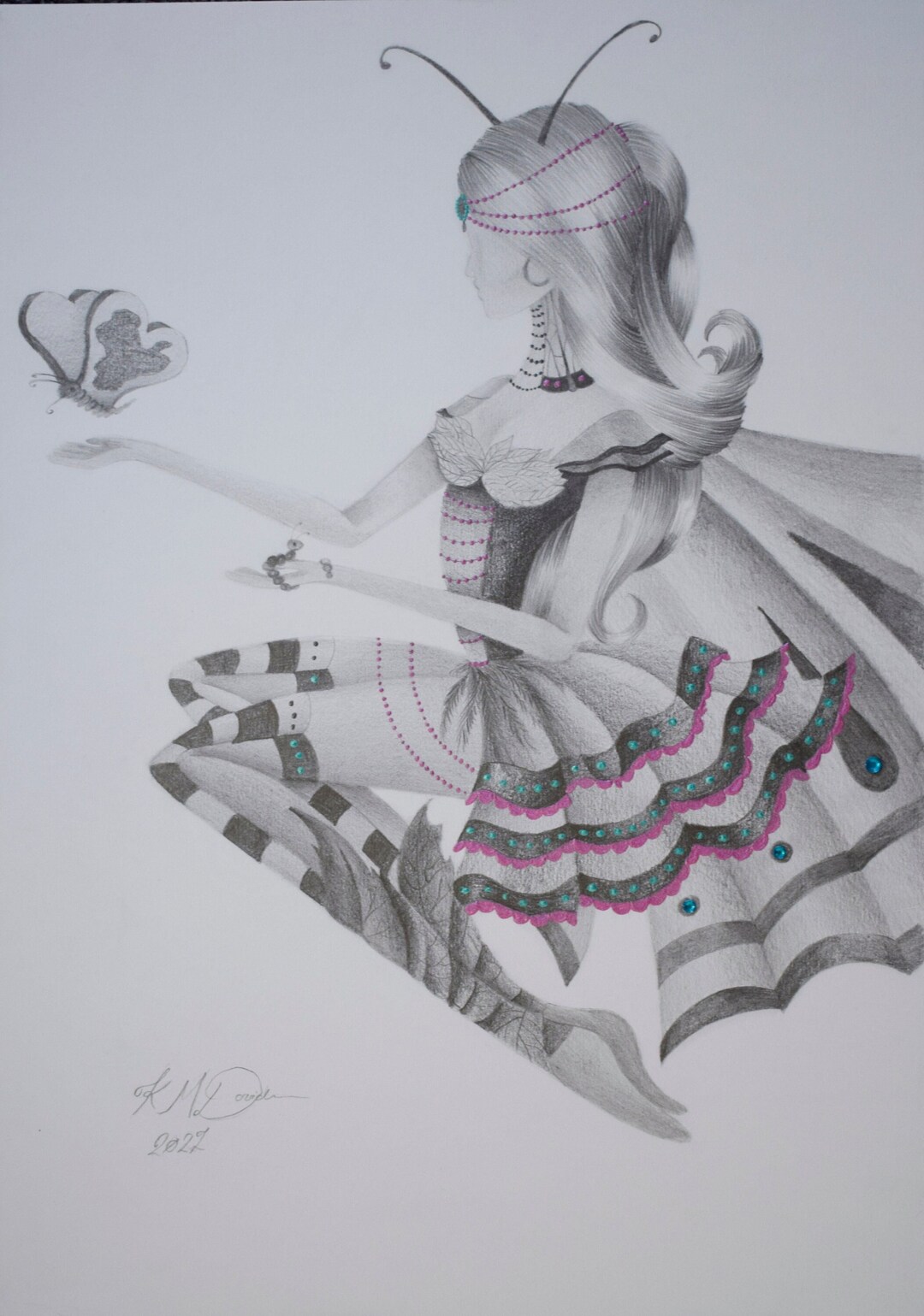 Absolem Alice in Wonderland Drawing 16"x11" Mounted - Etsy