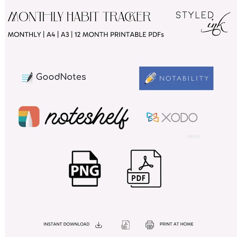 Monthly Habit Tracker Printable: A4 A3 Planner (digital Download) - Etsy