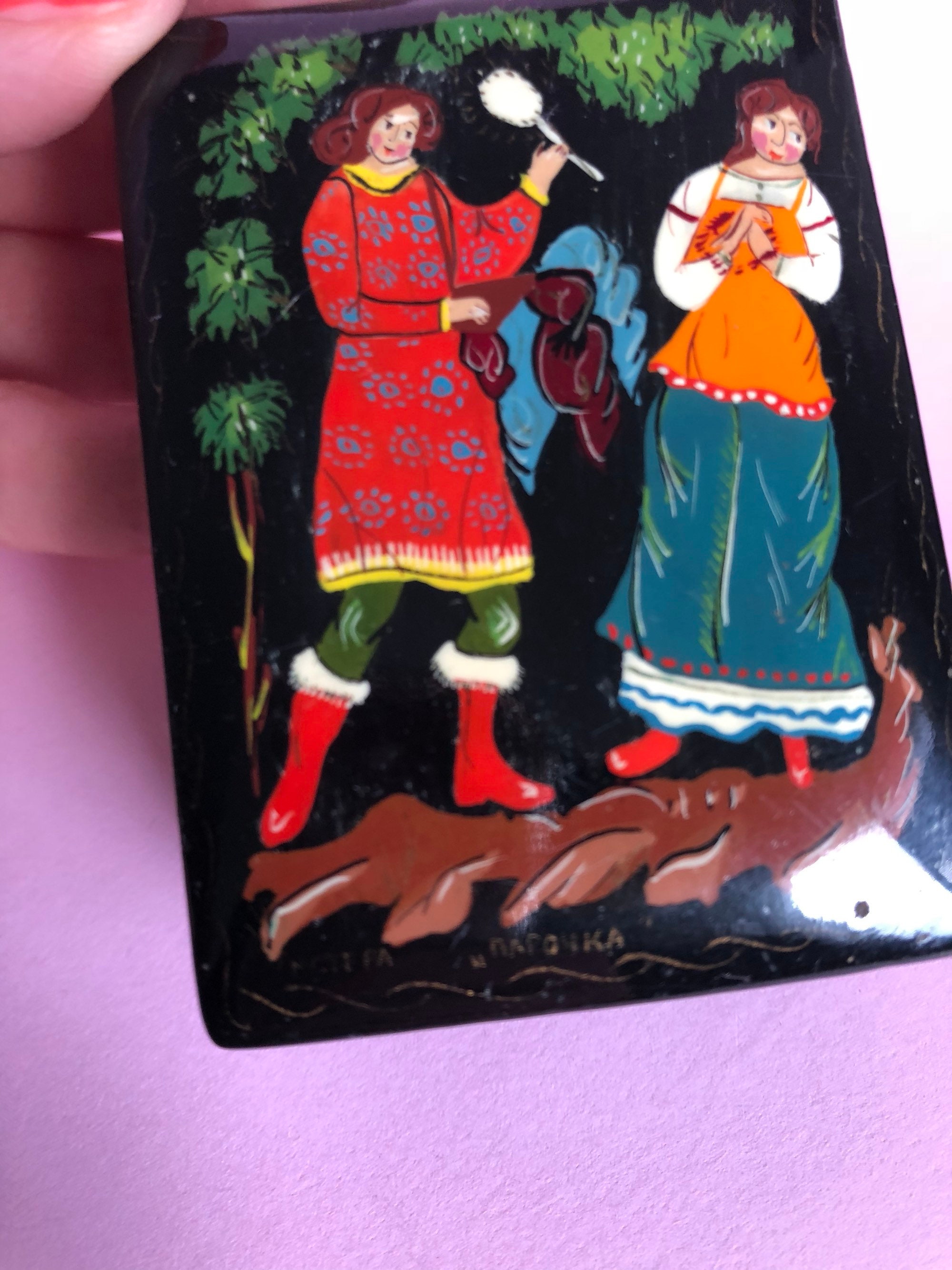 Vintage Russian Box/hand Painted Lacquered Signed Box - Etsy Australia