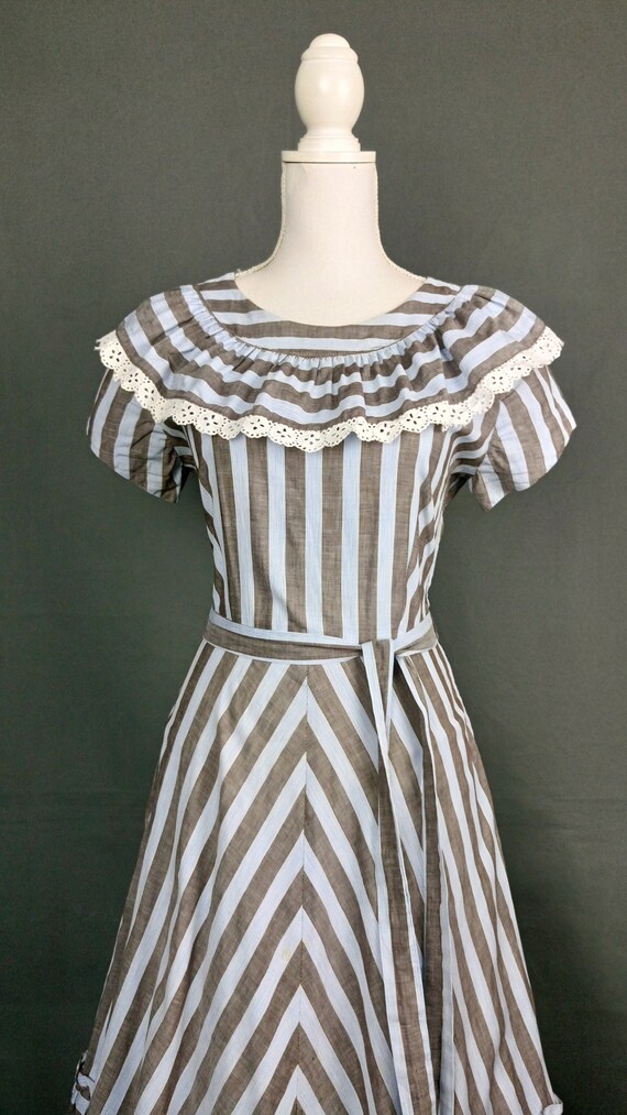Vintage 1940s chevron stripes Western style cotton dr… - Gem
