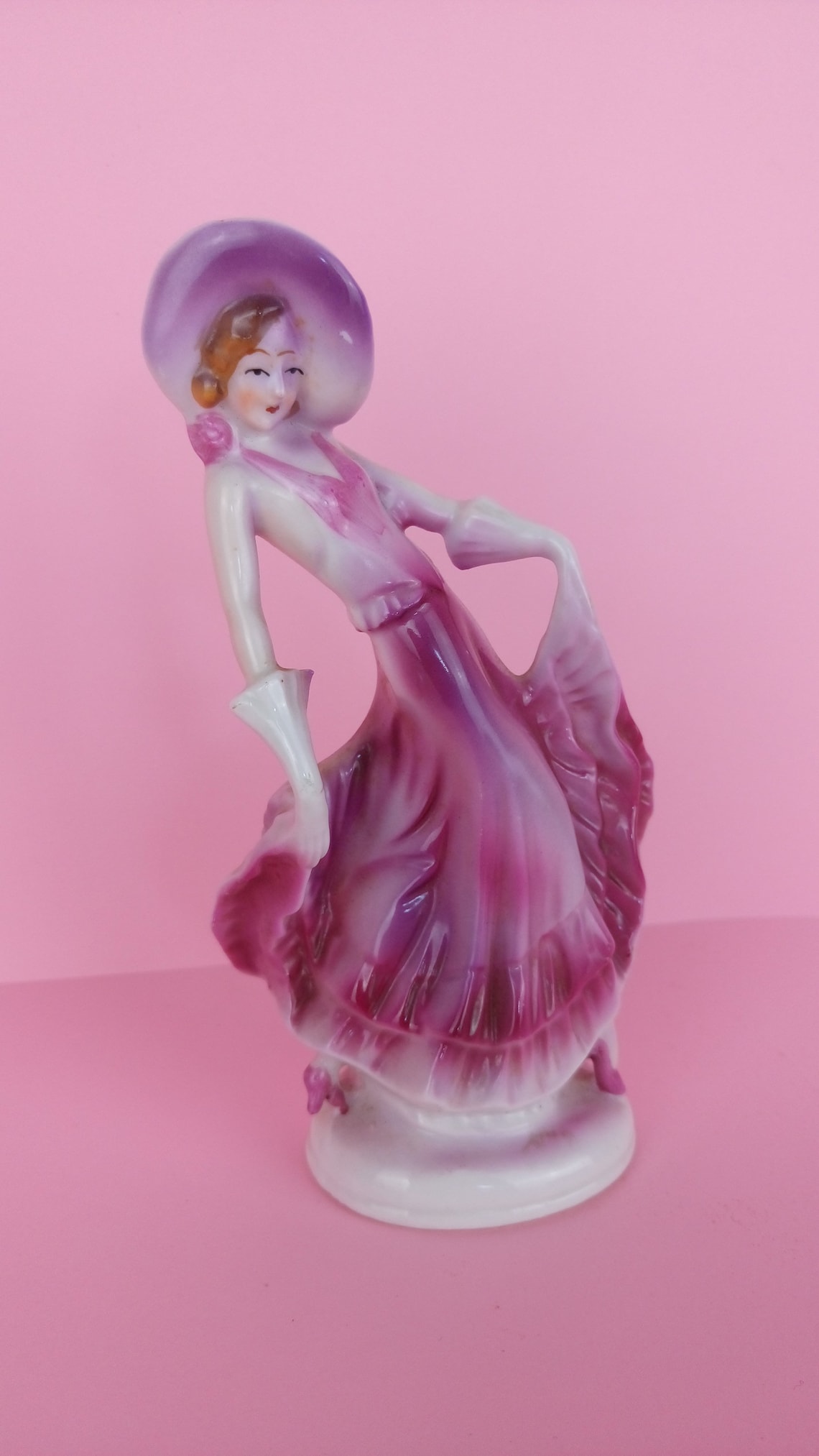 Vintage Art Deco German Ceramic Flapper Girl Holding Pink - Etsy