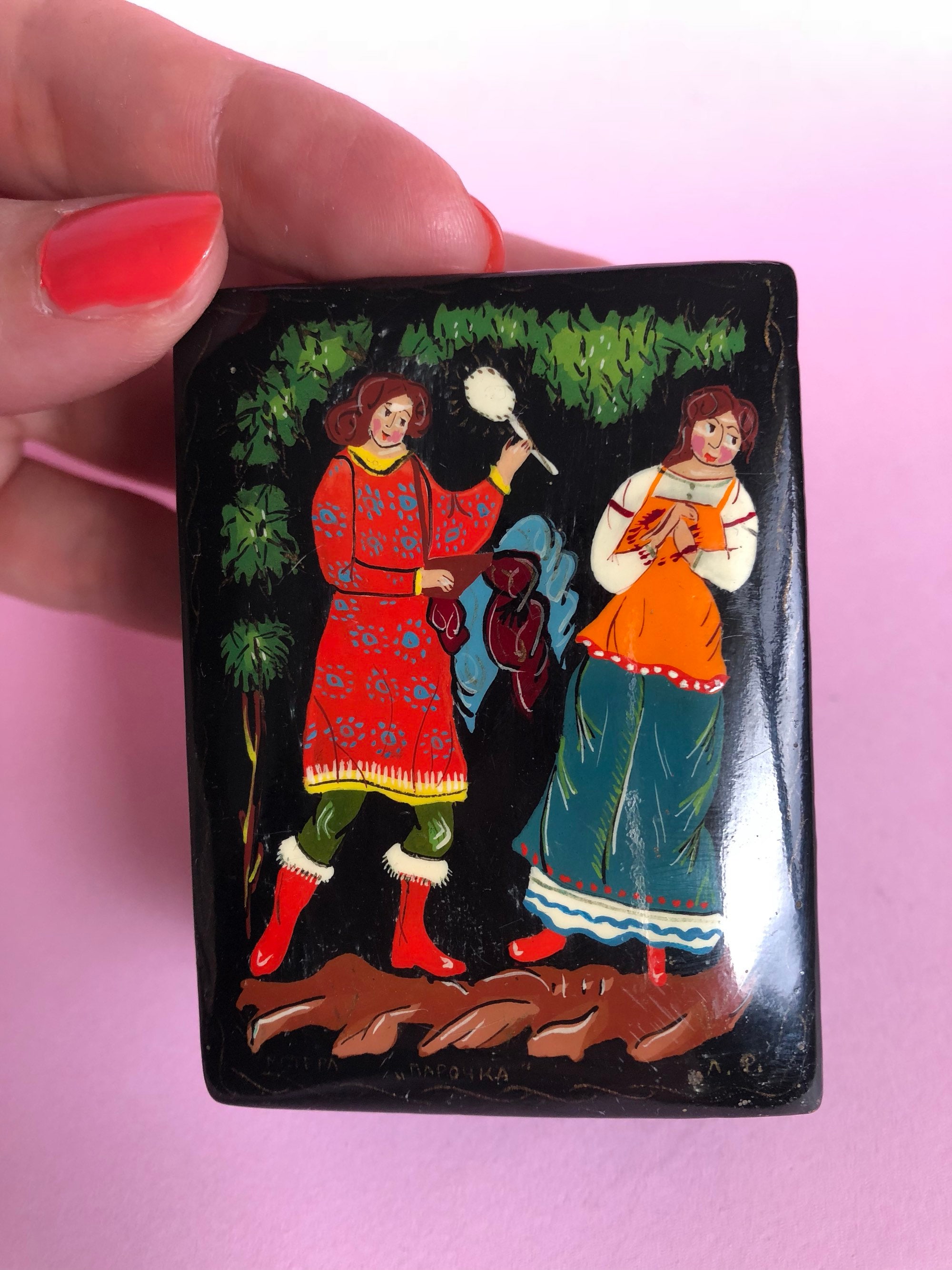 Vintage Russian Box/hand Painted Lacquered Signed Box - Etsy Australia