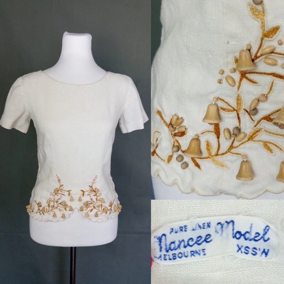 Vintage 40s/50s Nancee Model Melbourne Linen Top With Wooden Details ...