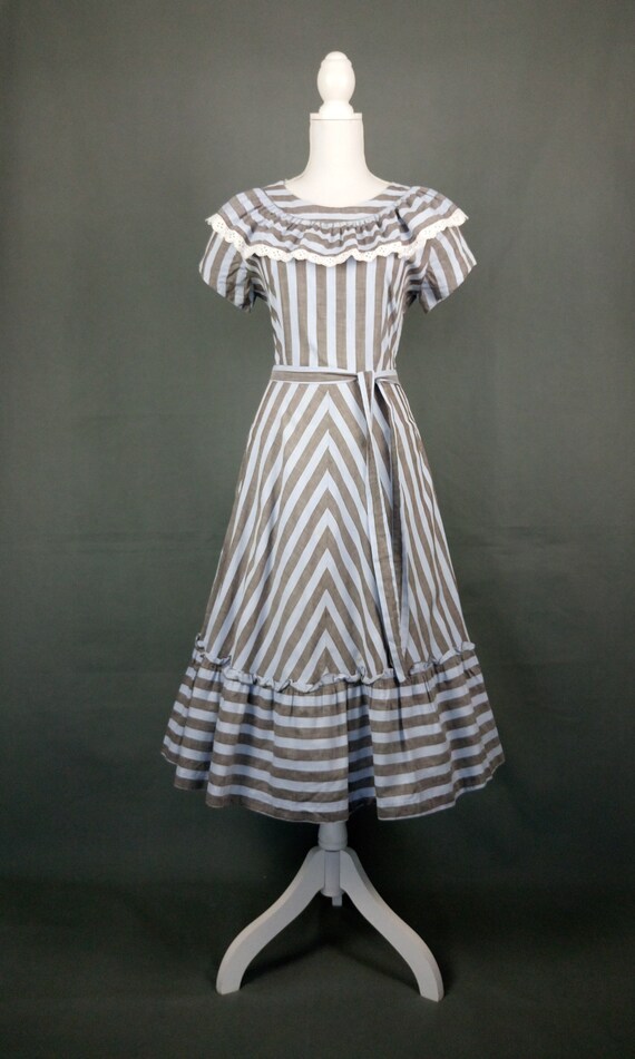 Vintage 1940s chevron stripes Western style cotton dr… - Gem