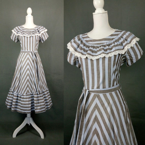 Vintage 1940s chevron stripes Western style cotton dr… - Gem