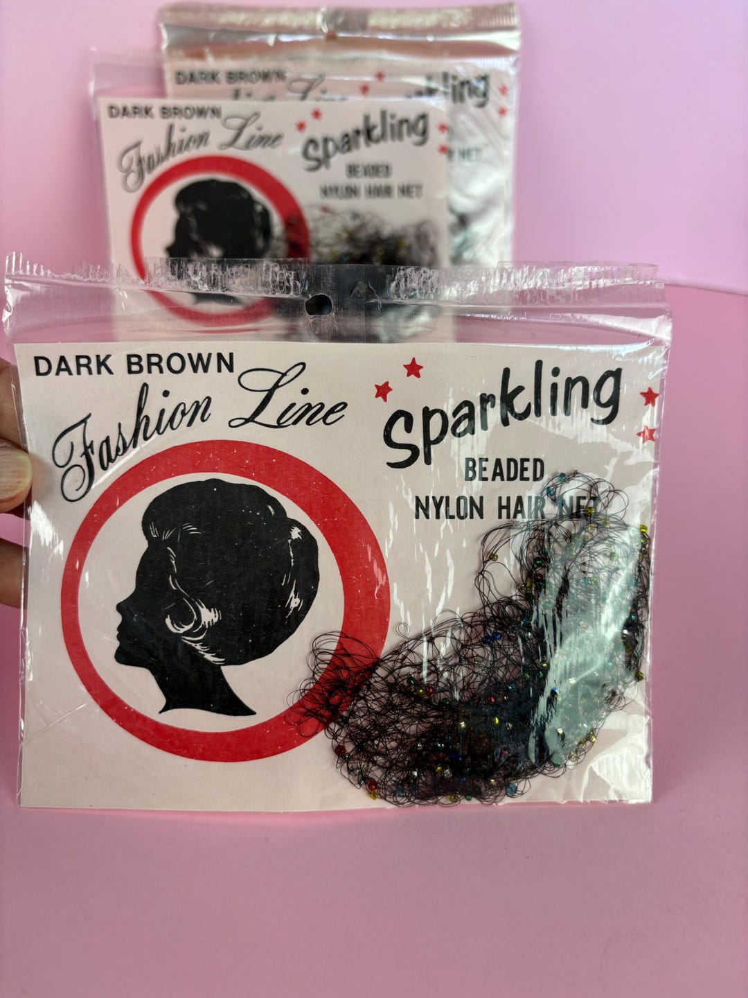 Vintage 1950s Beaded Hair Net/dark Brown Nylon Hair Net/hair Accessory ...