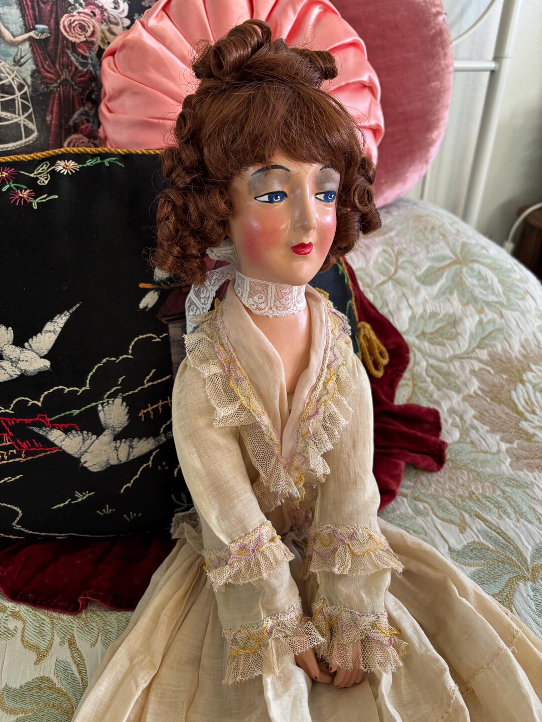 Vintage 20s/30s Large Boudoir Doll/ Composition Doll - Etsy
