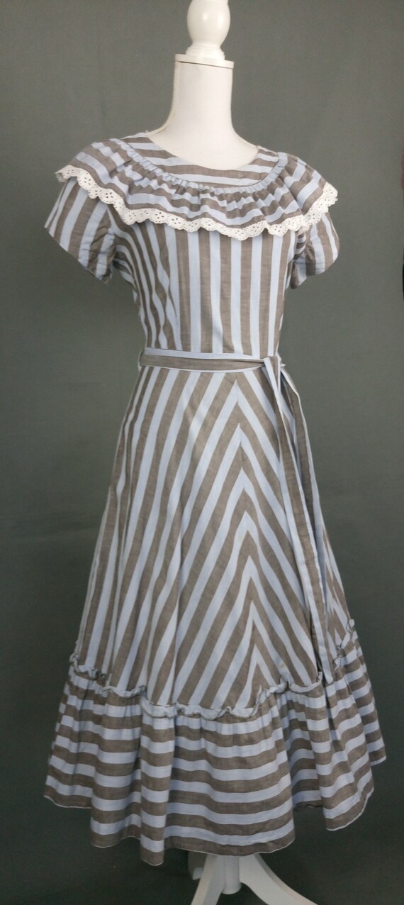 Vintage 1940s chevron stripes Western style cotton dr… - Gem