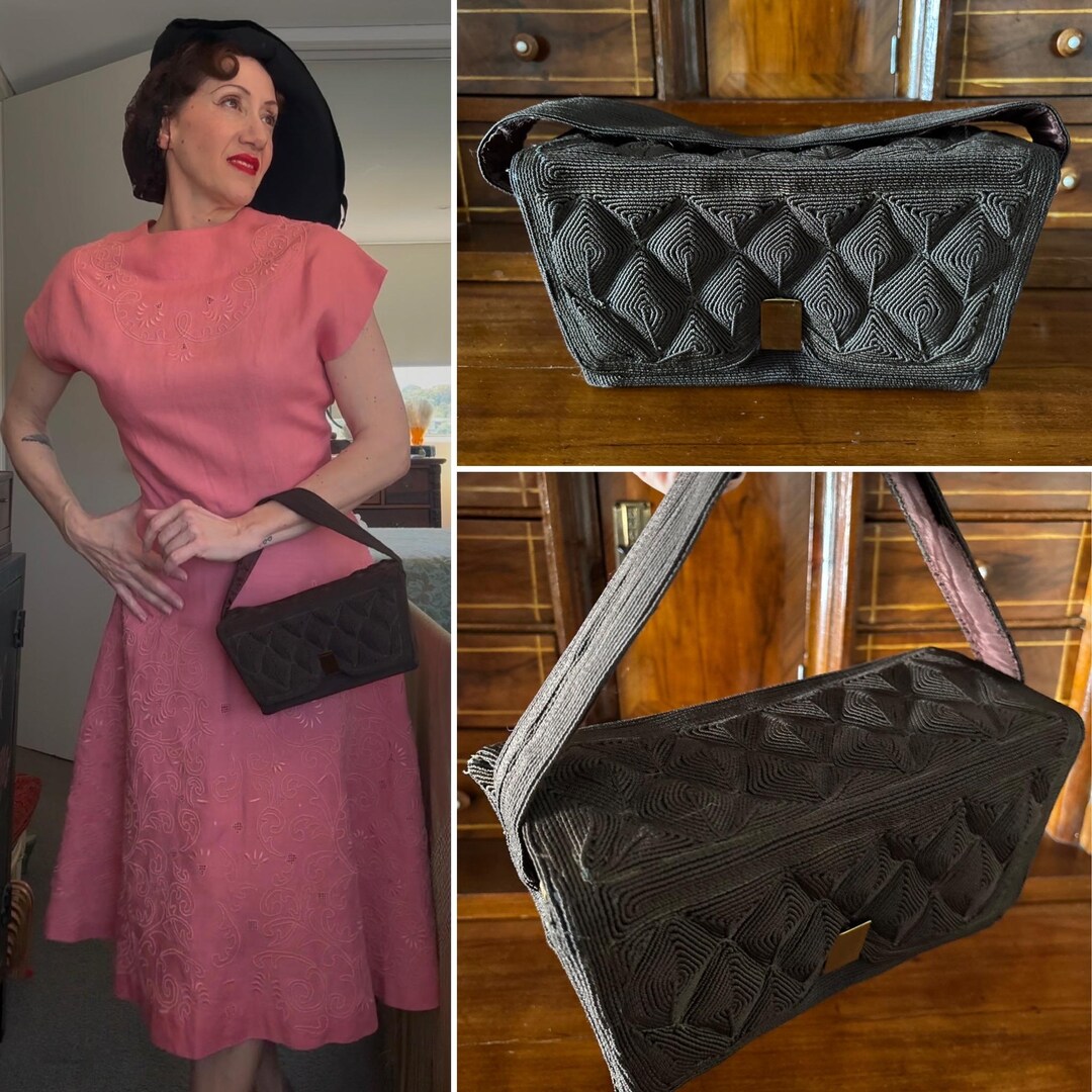 Vintage 40s Chocolate Brown Genuine Corde' Box Handbag - Etsy