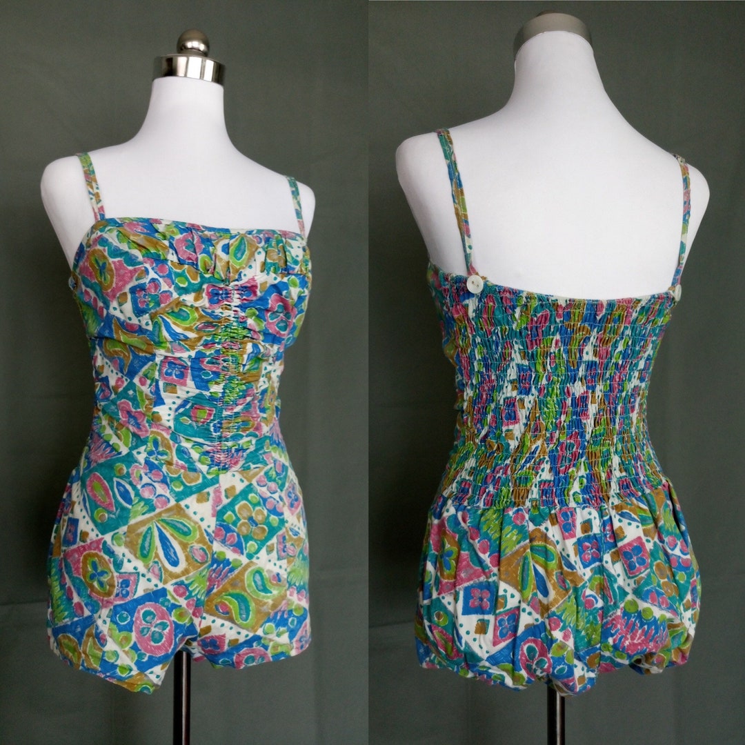 Vintage 50s Cotton Bathing Suit/1950s Swimming Costume - Etsy