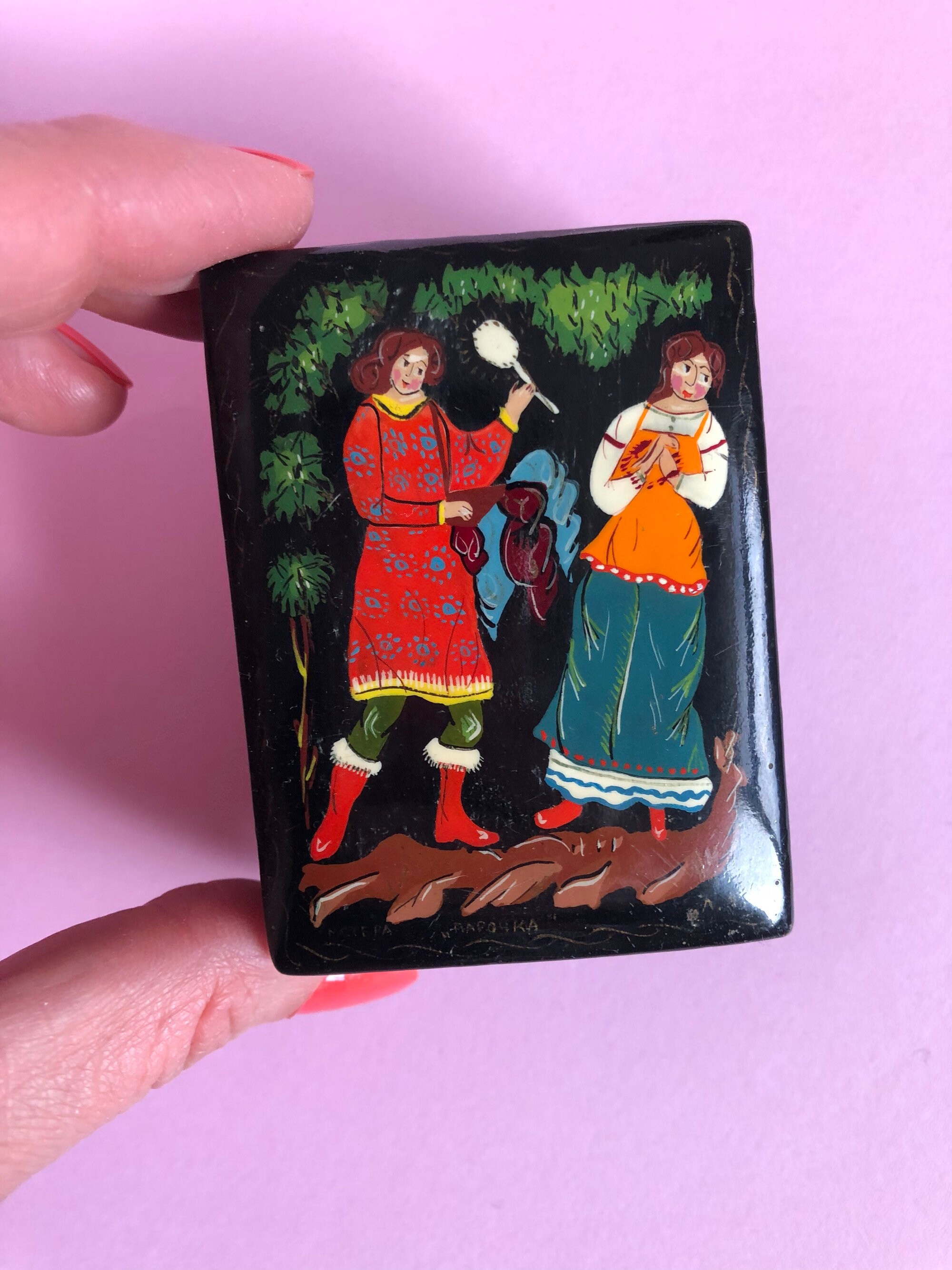 Vintage Russian Box/hand Painted Lacquered Signed Box - Etsy Australia