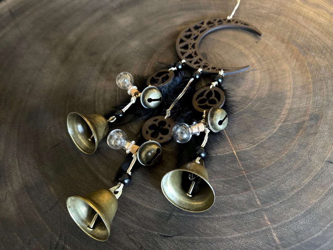 Wooden Crescent Moon Gothic Witches Bells, Witch Bells, Protection ...