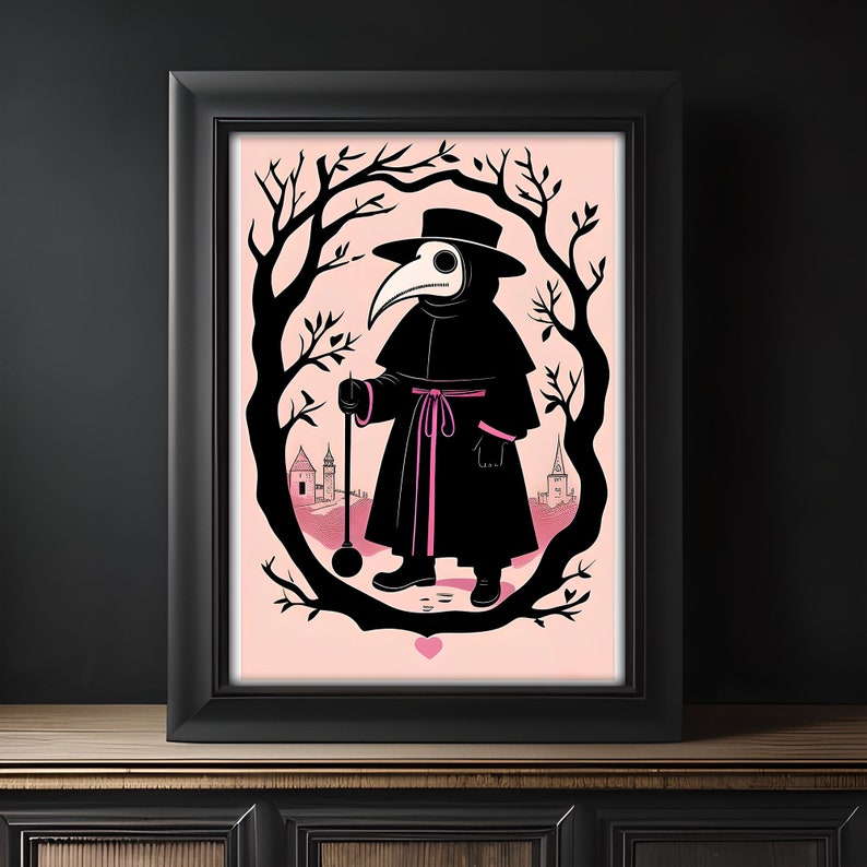 Plague Doctor Pink Cute Chibi Plague Doctor Print Victorian Gothic ...