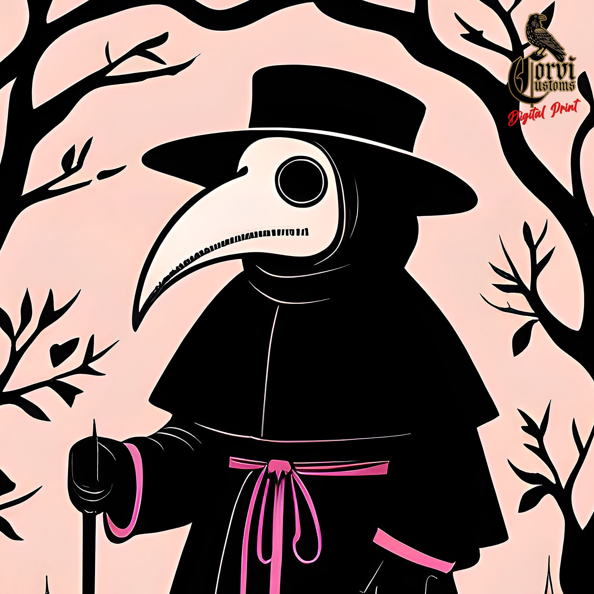 Plague Doctor Pink Cute Chibi Plague Doctor Print Victorian Gothic ...