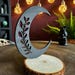 Wooden Crescent Moon Plant Sphere Stand, Wood Crystal Holder, Black ...