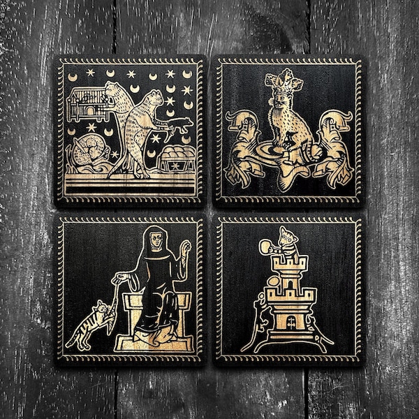 Gothic Cat Coasters - Etsy