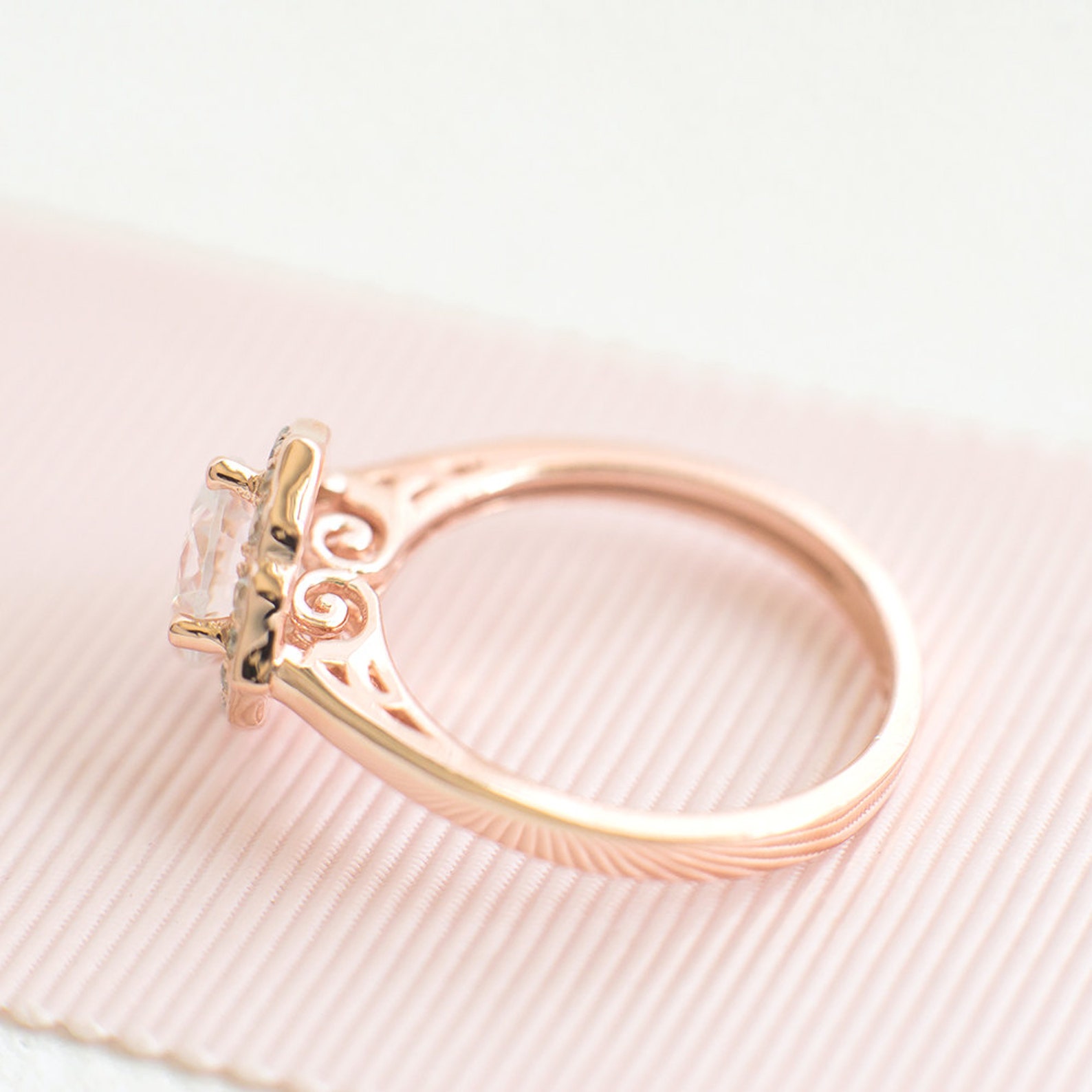 Rose Gold Promise Ring Unique Engagement Ring Vintage - Etsy