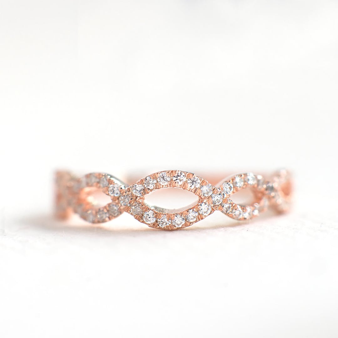 Rose Gold Wedding Band - Art Deco Wedding Band - Criss Cross Band ...