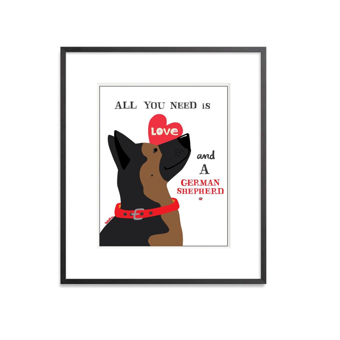 German Shepherd Art Print: Love & Dog Poster - Etsy
