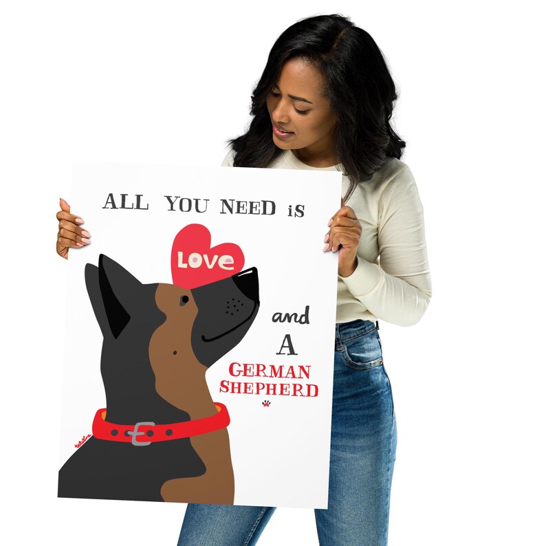 German Shepherd Art Print: Love & Dog Poster - Etsy