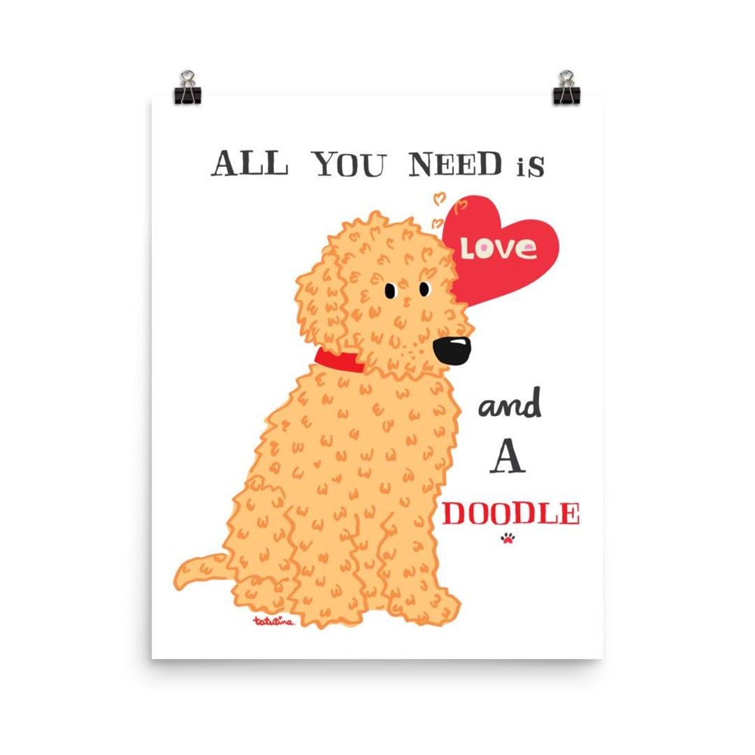 Apricot Doodle Art Print: Love & Golden Doodle Poster - Etsy
