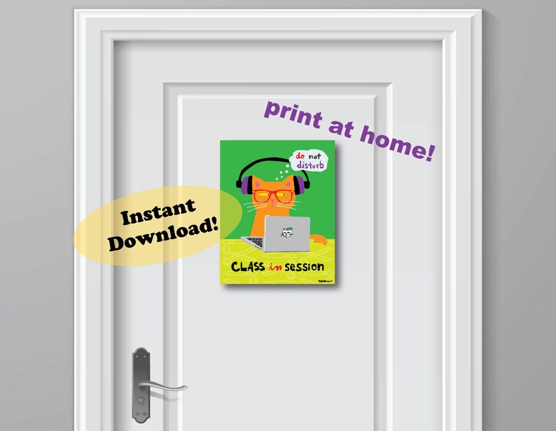 Virtual Class in Session Sign Instant Download for Cat - Etsy