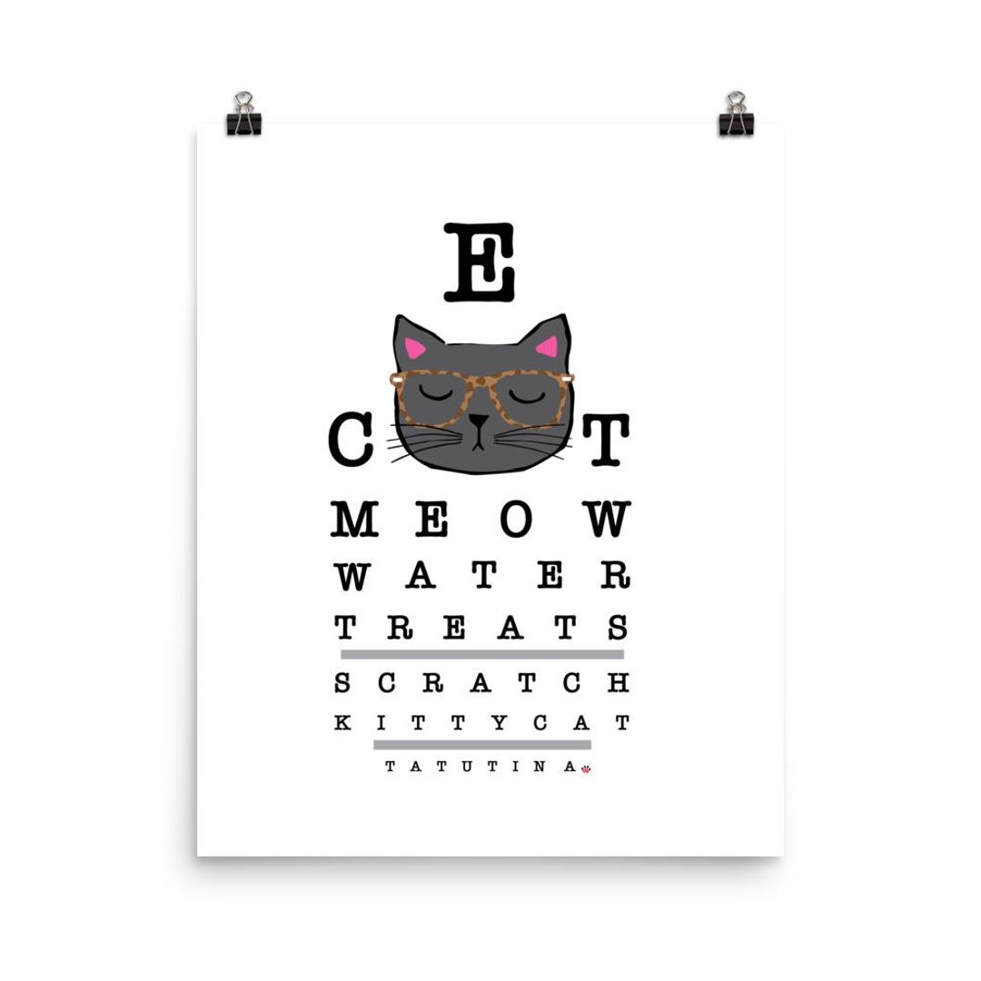 Funny Cat Art Print: Black Cat Eye Chart, Optometrist Gift - Etsy
