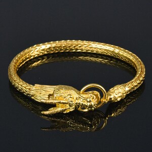 Dragon Head Link Cain Bracelet Sterling Silver & Gold Vermeil Handmade in Bali 38.79g - Etsy