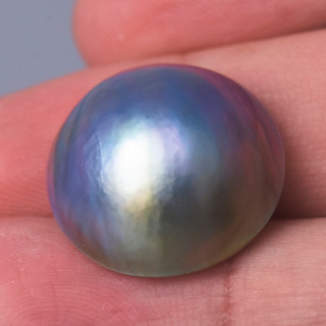 Blue Mabe Pearl Lustrous Round 18.07mm Cultured in Sumbawa Indonesia 2 ...