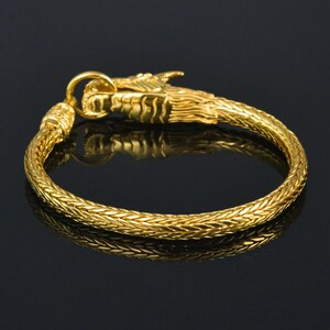 Dragon Head Link Cain Bracelet Sterling Silver & Gold Vermeil Handmade in Bali 38.79g - Etsy