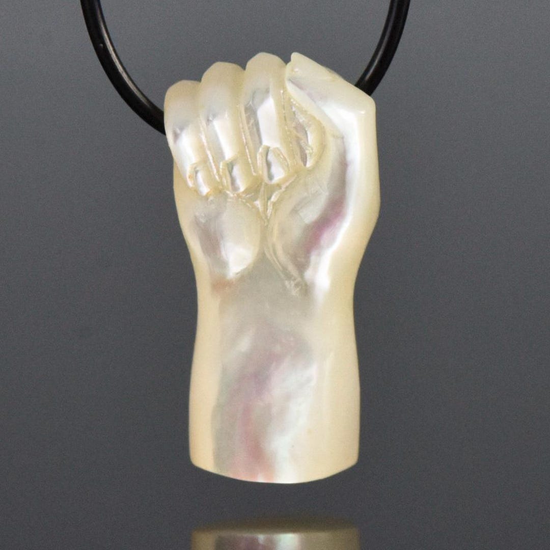 Raised Fist Hand Mano Gesture Amulet Charm Mother-of-pearl Shell ...