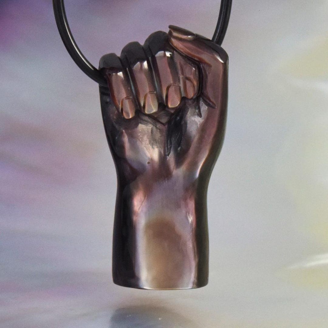 Raised Fist Hand Mano Gesture Amulet Charm Mother-of-pearl Shell ...