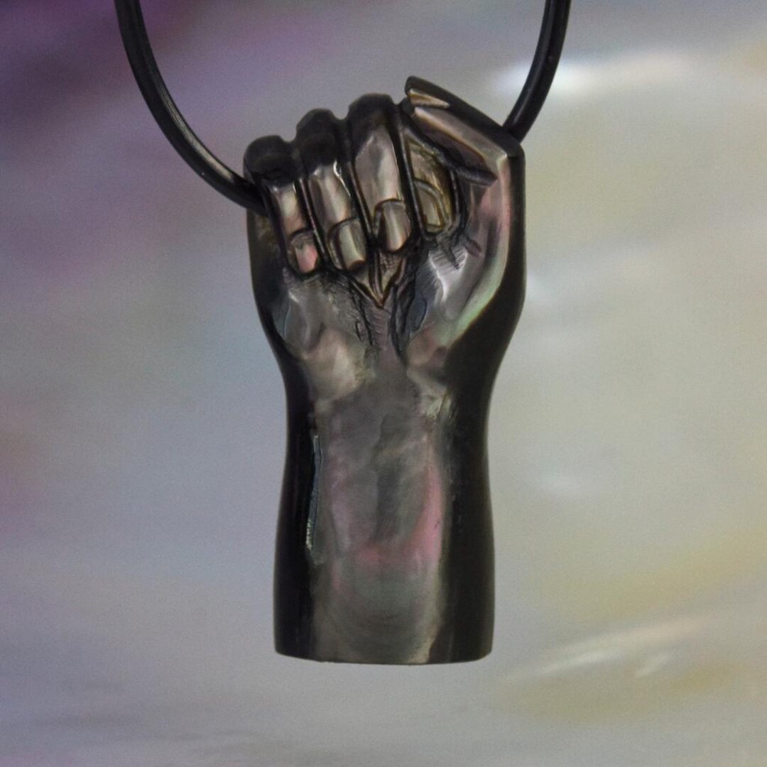 Raised Fist Hand Mano Gesture Amulet Charm Mother-of-pearl Shell ...