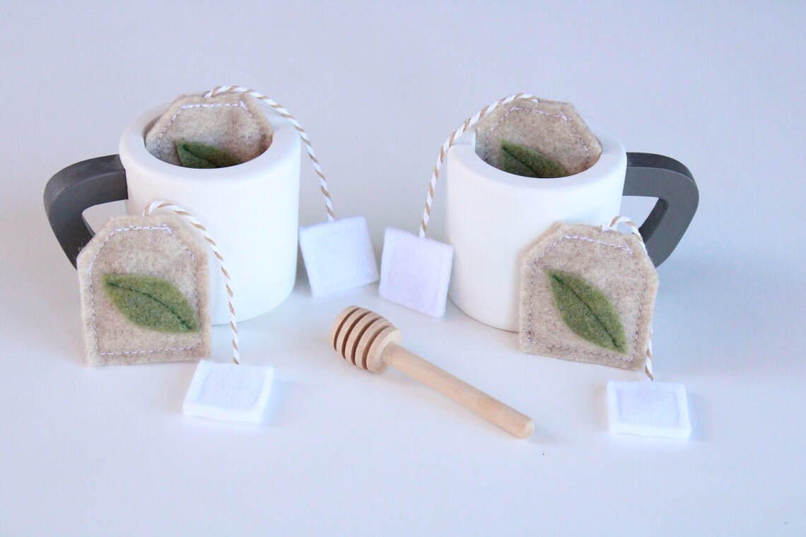 Felt Tea Bags With Honey Stick, Pretend Tea Party Toy, Felt Play Food ...