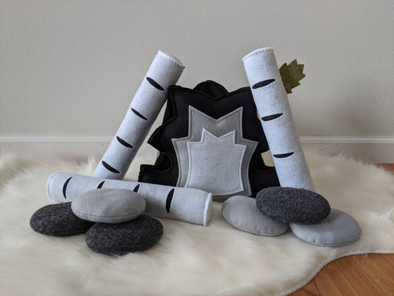Campfire Play Set Pretend Fire Felt Camp Fire Monochromatic - Etsy