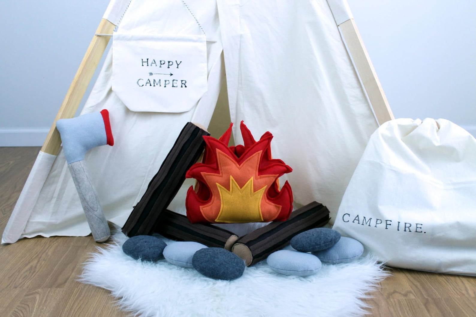 Campfire Play Set Felt Campfire Pretend Fire Felt Fire | Etsy