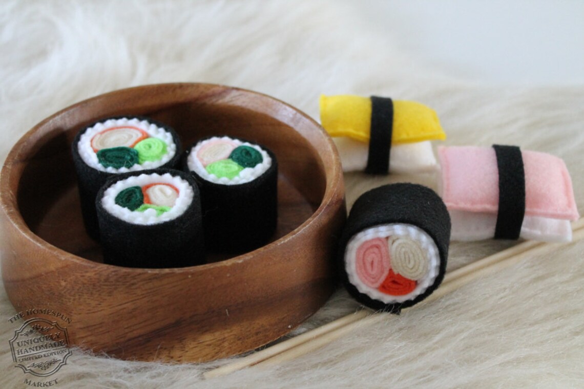 Felt Food Felt Sushi Play Food 7 Piece Pretend Food Play Set - Etsy