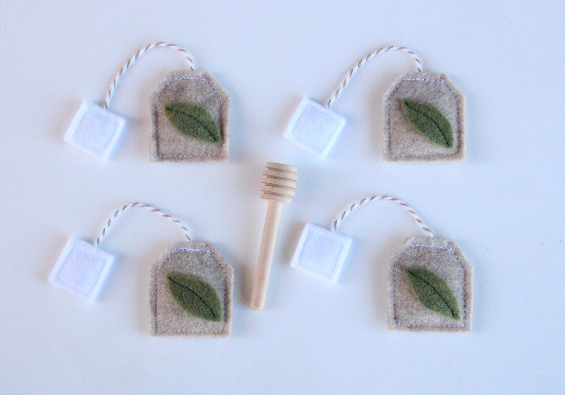 Felt Tea Bags With Honey Stick, Pretend Tea Party Toy, Felt Play Food ...