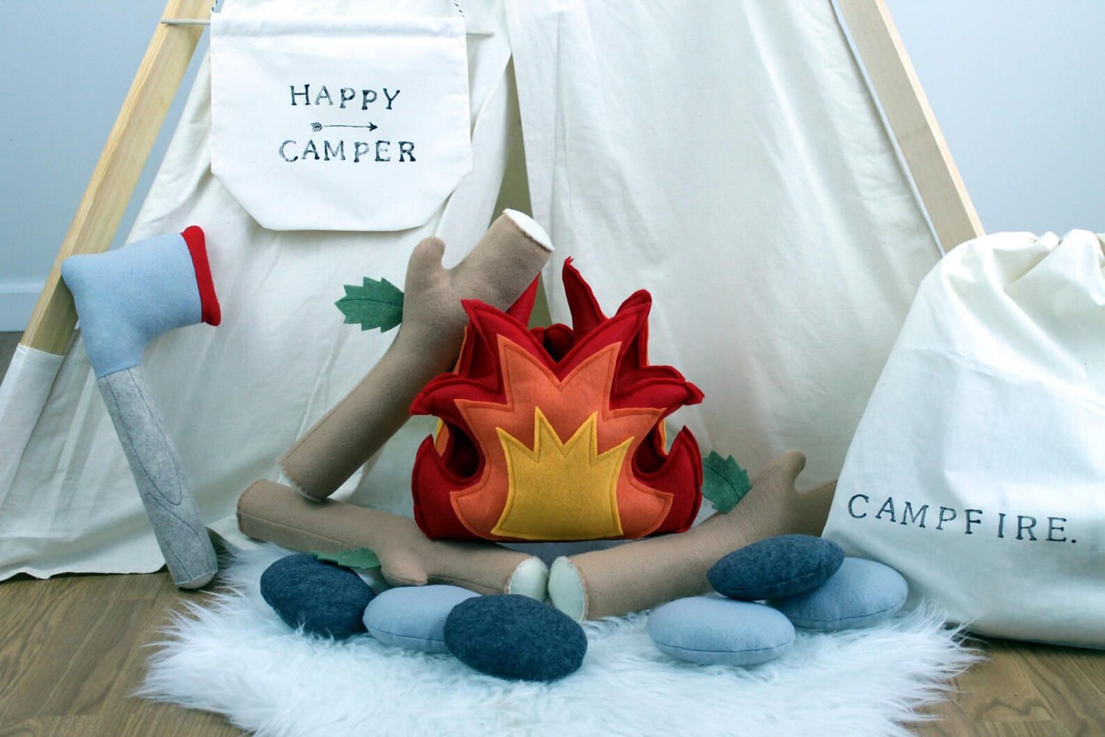 Campfire Play Set Felt Campfire Pretend Fire Felt Fire - Etsy